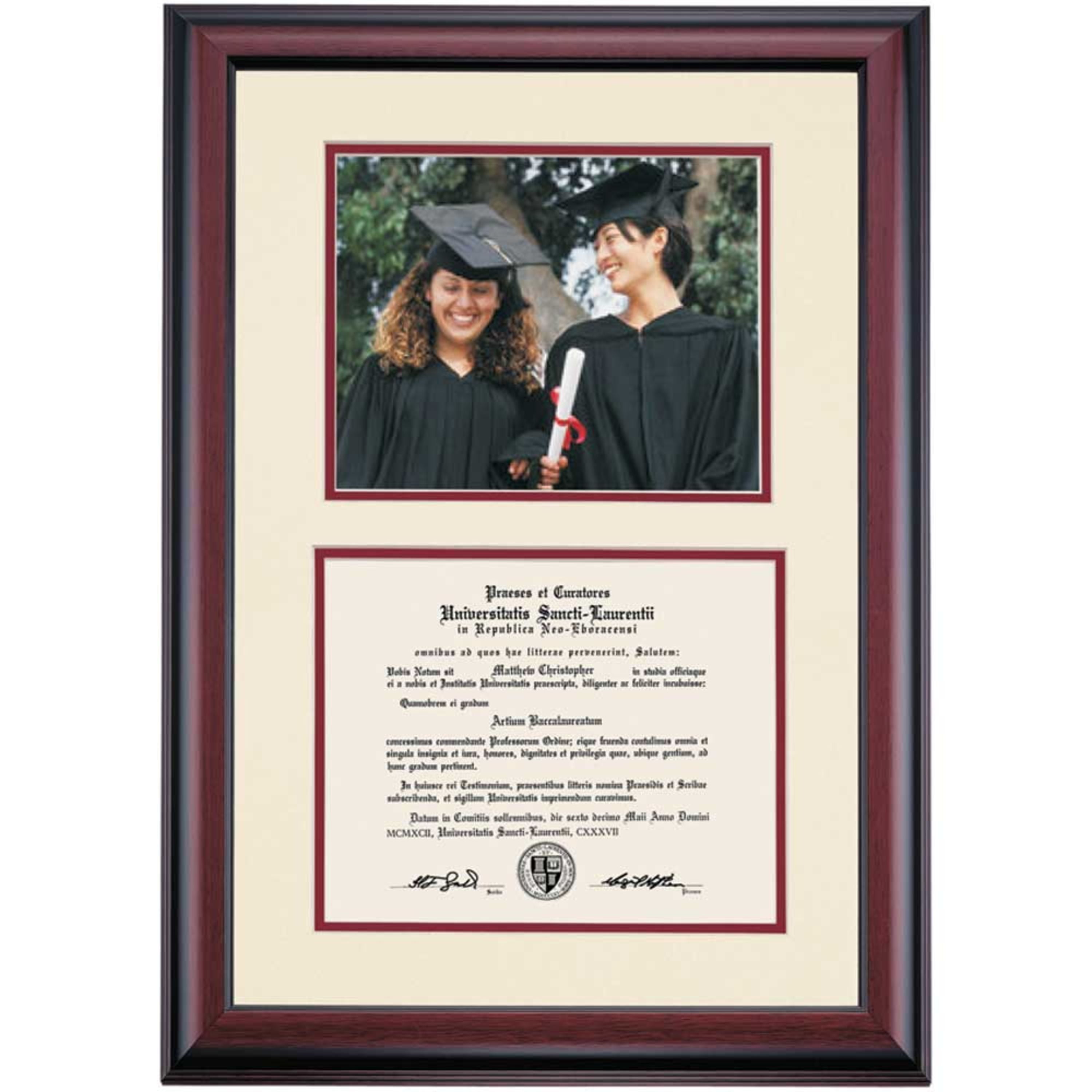 OCM Diploma and Photo Frame for Meredith College, Ivory/Maroon Mat, 8-1 ...