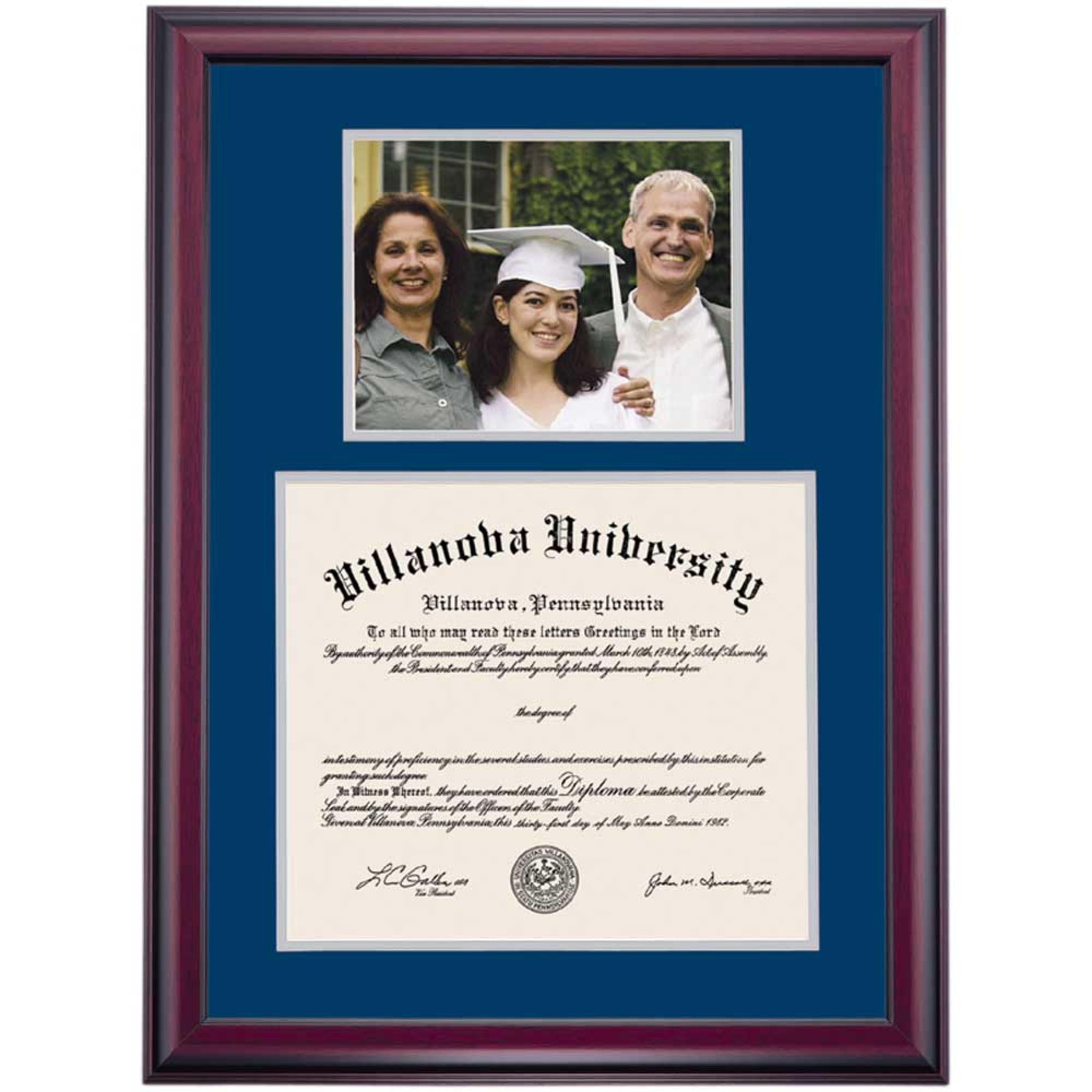 OCM Diploma and Photo Frame for Villanova University, Navy/Gray Mat, 12 ...