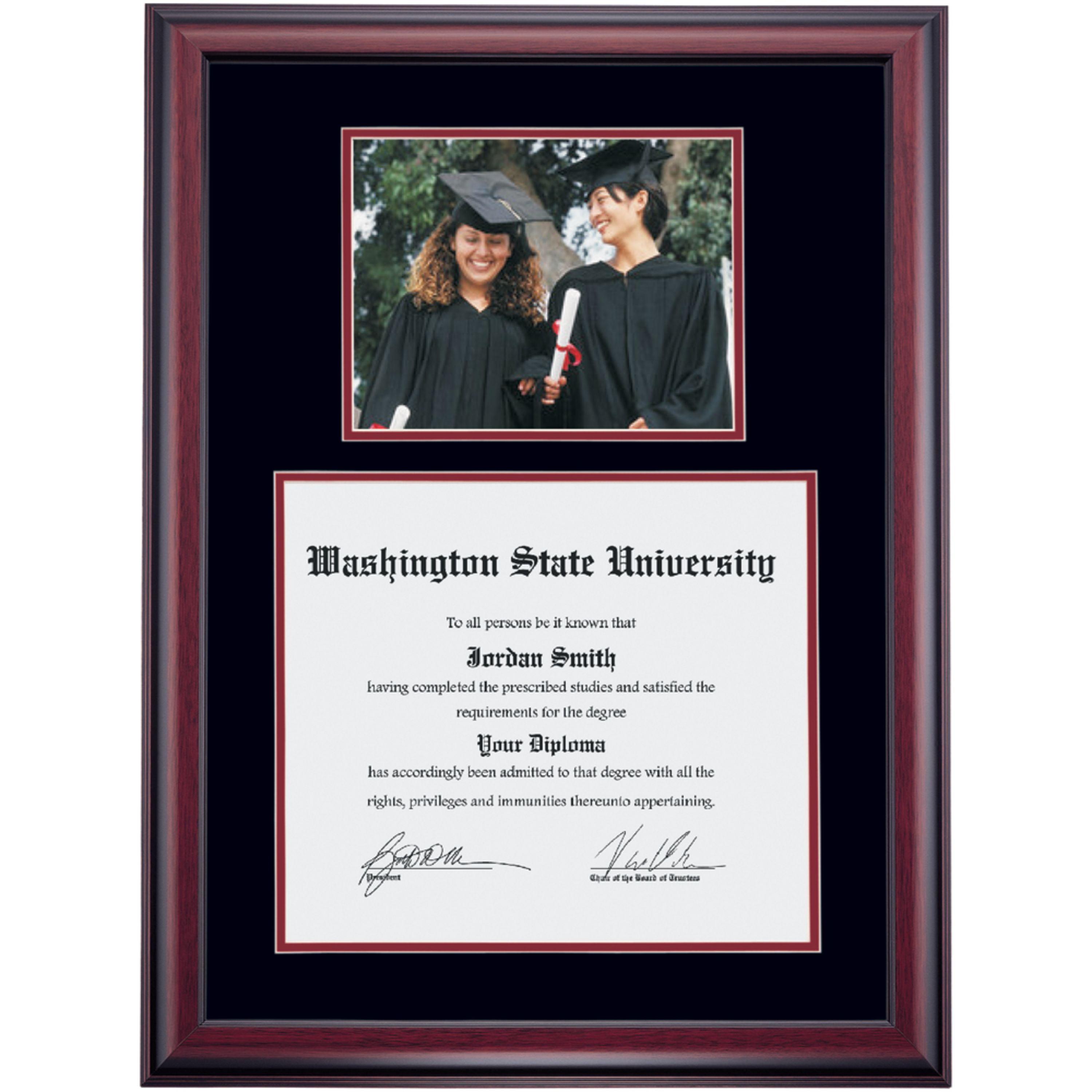 OCM Diploma and Photo Frame for Washington State WSU, Black/Maroon Mat ...