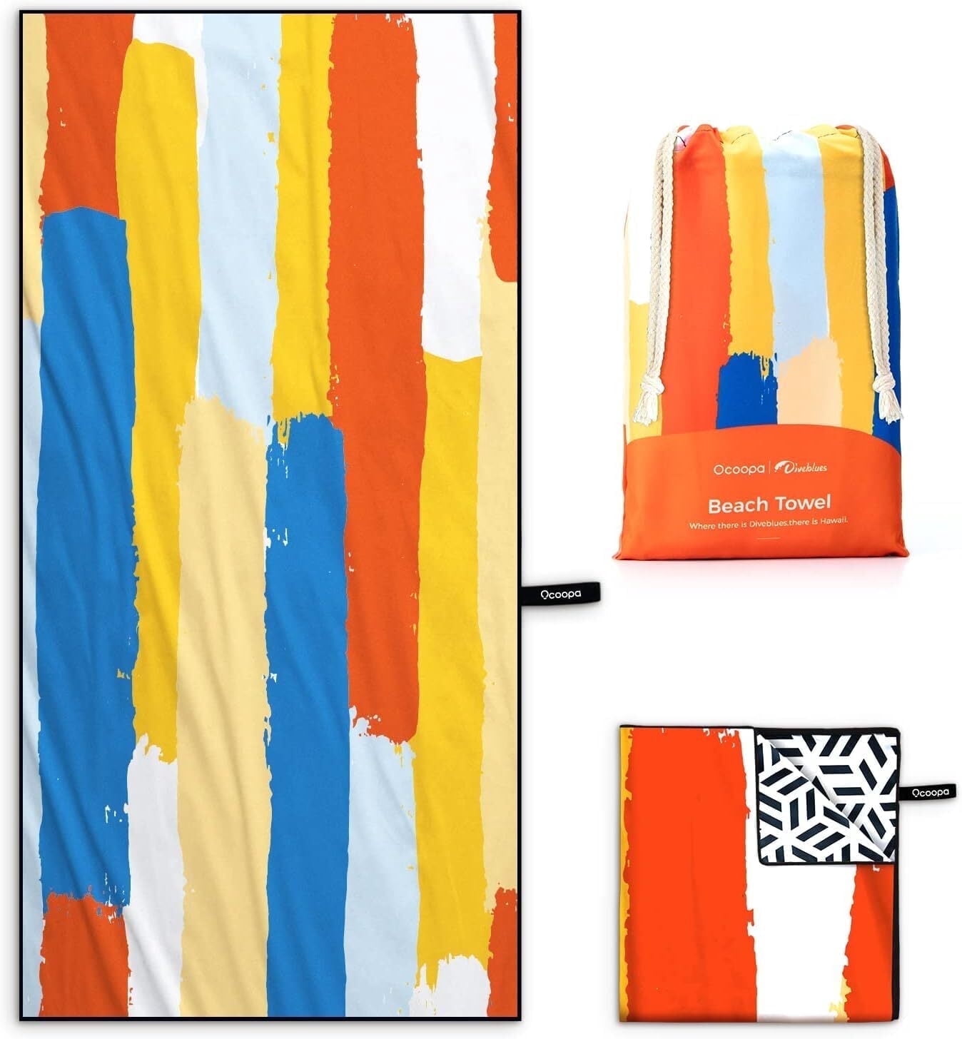 OCOOPA Diveblues Microfiber Beach Towels,Fast-Dry Sand Free Oversized ...