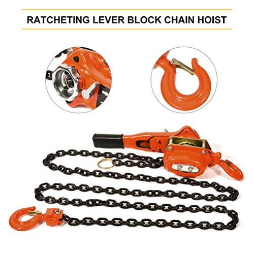 OCPTY Manual Lever Chain Hoist 0.75Ton 10ft Ratcheting Lever Block ...