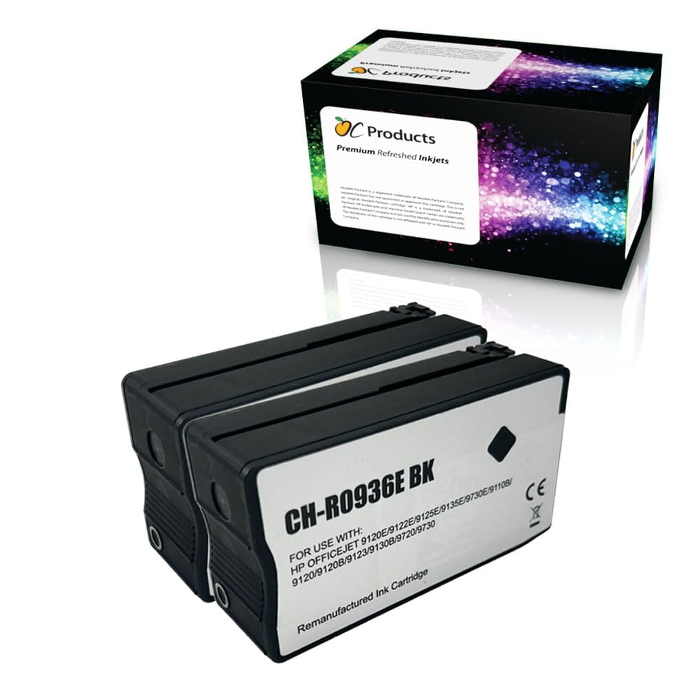 OCProducts Compatible Ink Cartridge 2 Pack for HP 936e Black Ink ...