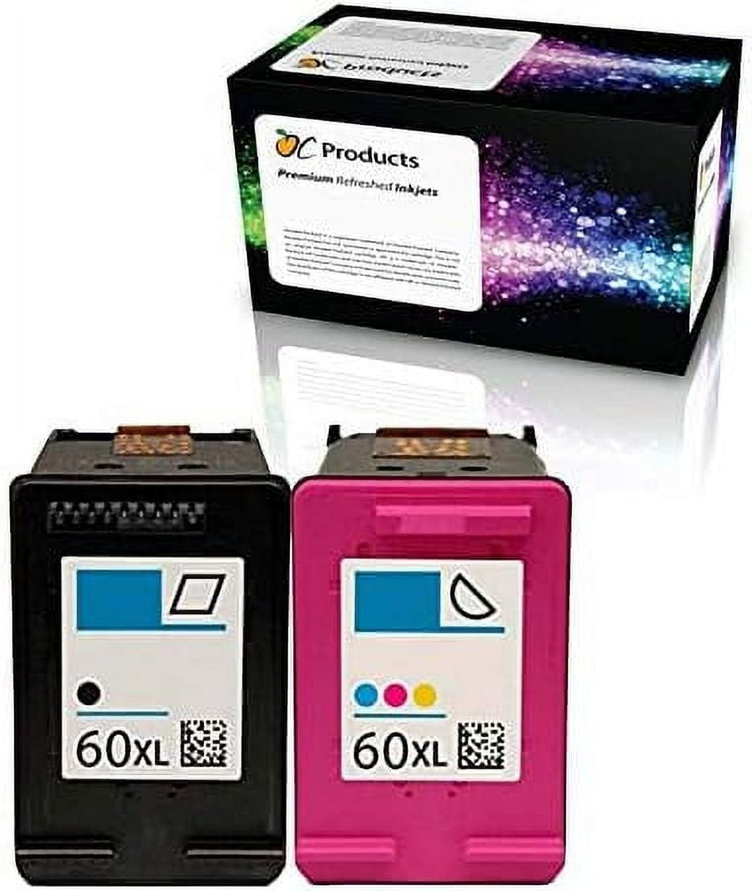 Ocproducts Compatible Ink Cartridge, HP 60XL Black and Color, Envy 120 ...