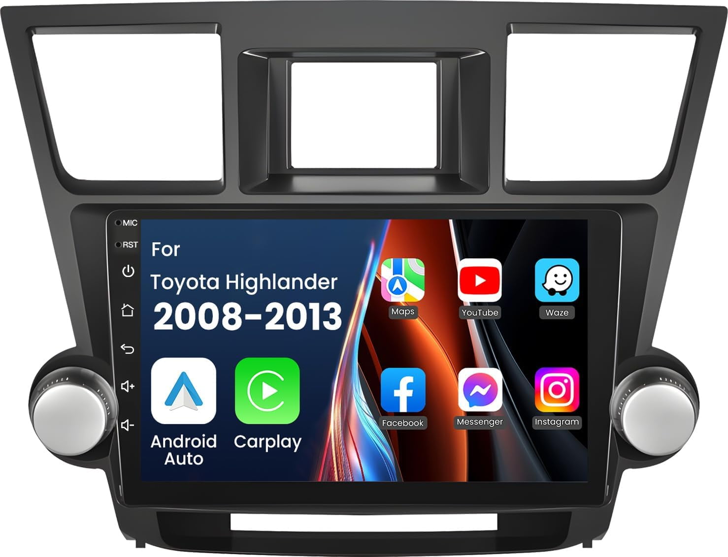 OCTA CORE 3+𝟑𝟐𝐆 𝟏𝟐𝟖𝟎 * 72𝟎 QLED Car Radio Stereo DSP for Toyota Highlander 2008-2013 Apple ...