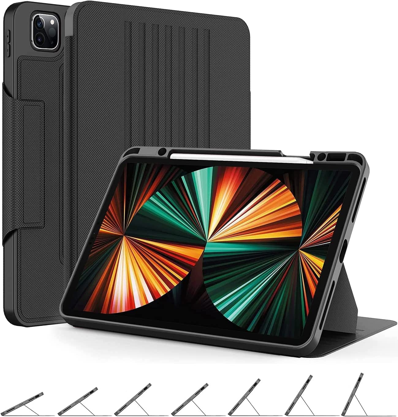 OCYCLONE iPad Pro 12.9 Case 2021/2020/2018, 7 Viewing Angles Magnetic ...