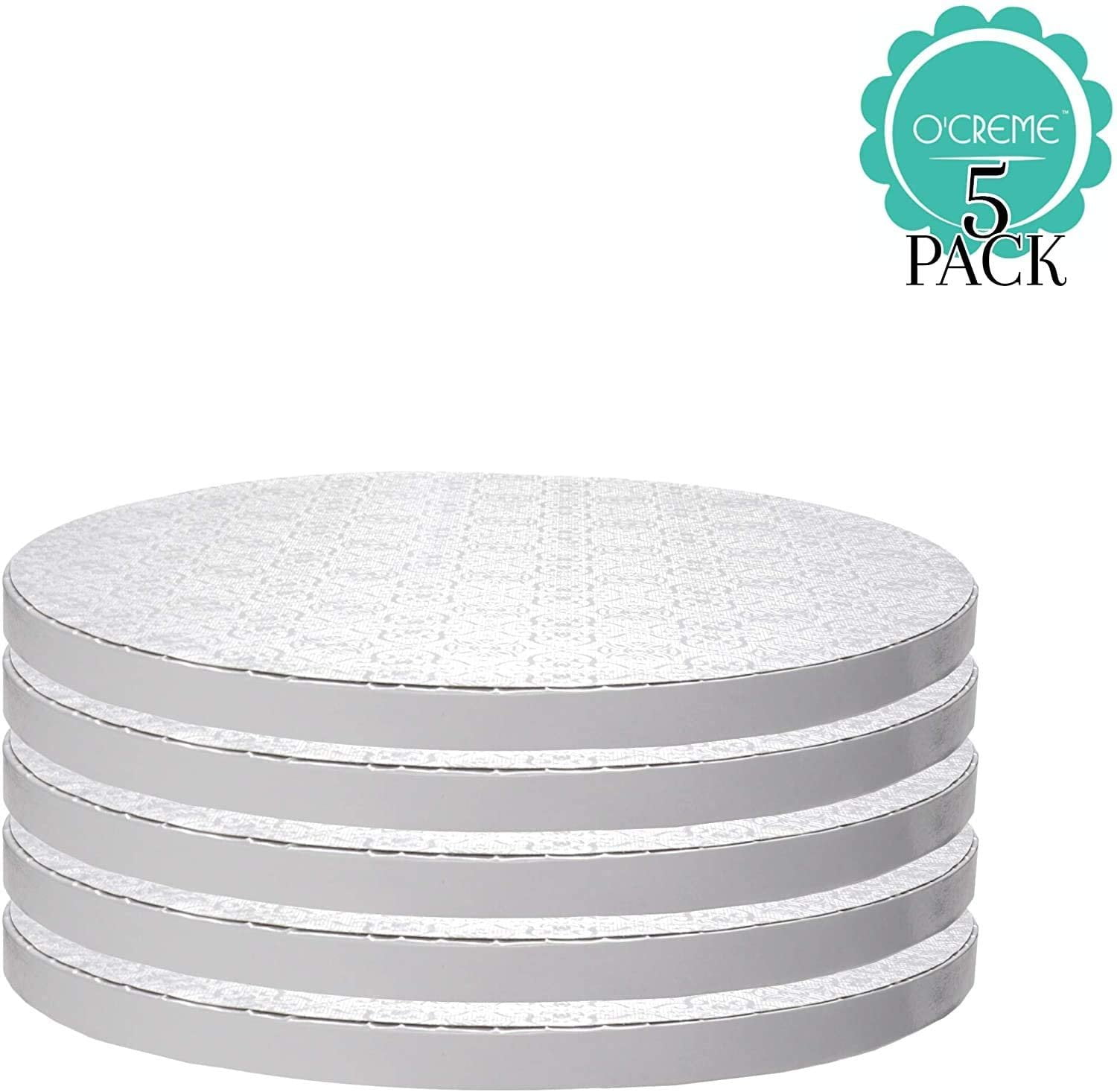OCreme Round Cake Board, Sturdy 1/2 Thick, Foil Design, 8 Diameter ...