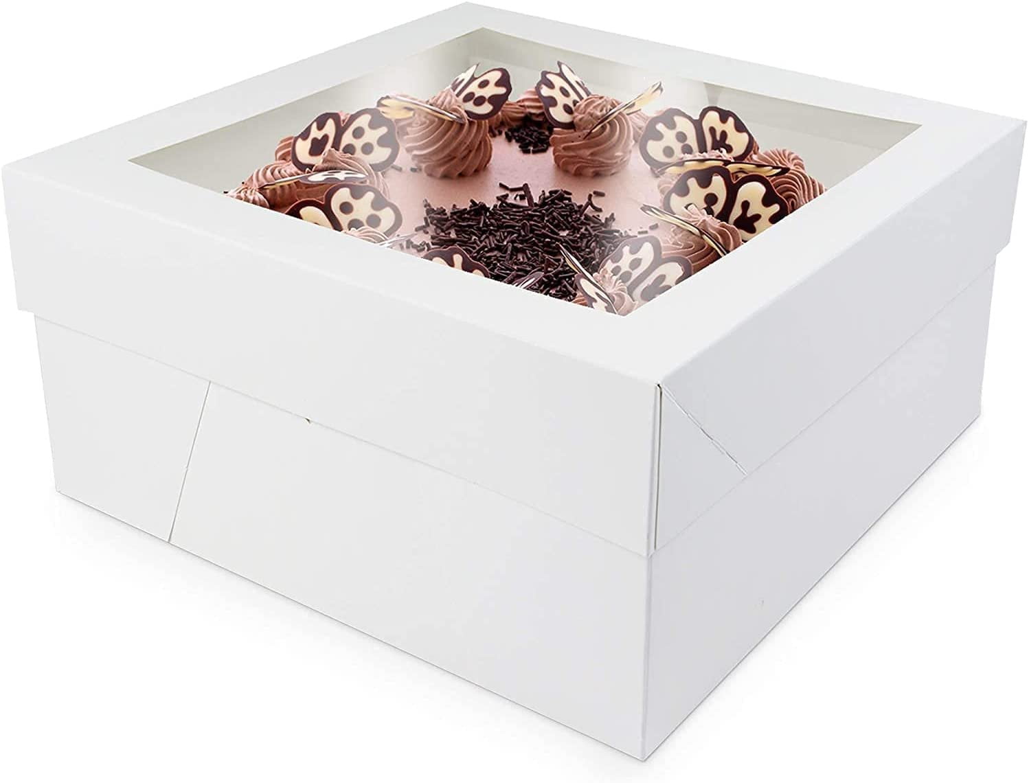 OCreme Cake Boxes White Bakery Boxes with Window 12 x 12 x 6 Inch Kraft ...