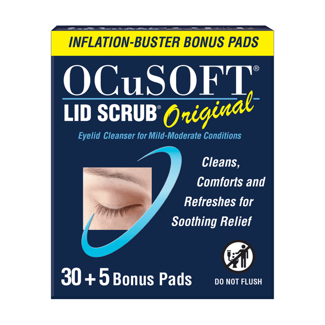 OCuSOFT Lid Scrub Original 30 Count Inflation Buster with 5 extra pads ...