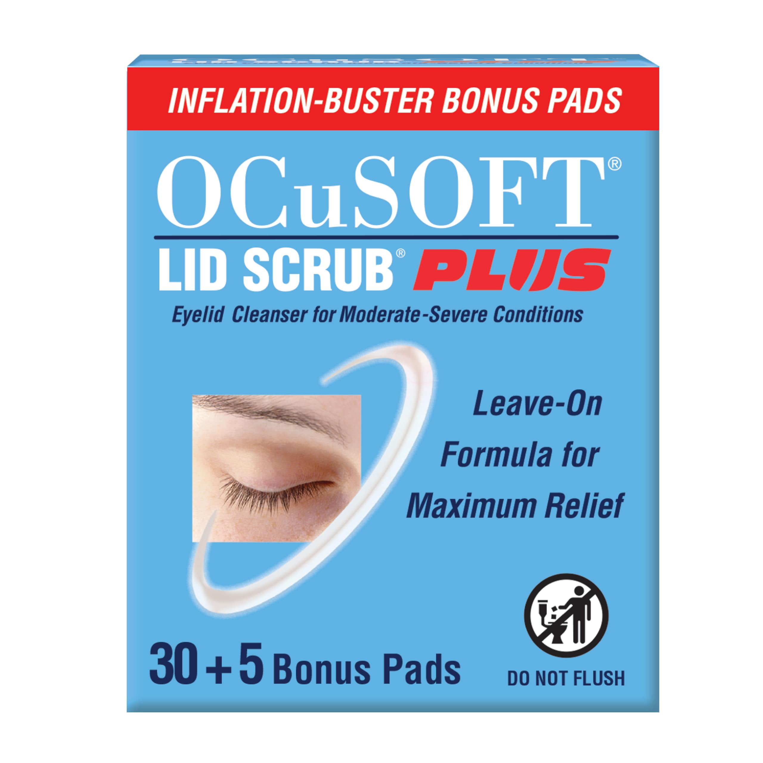 OCuSOFT Lid Scrub PLUS YYF14 35 - Pre-Moistened Leave-On Eyelid Wipes ...