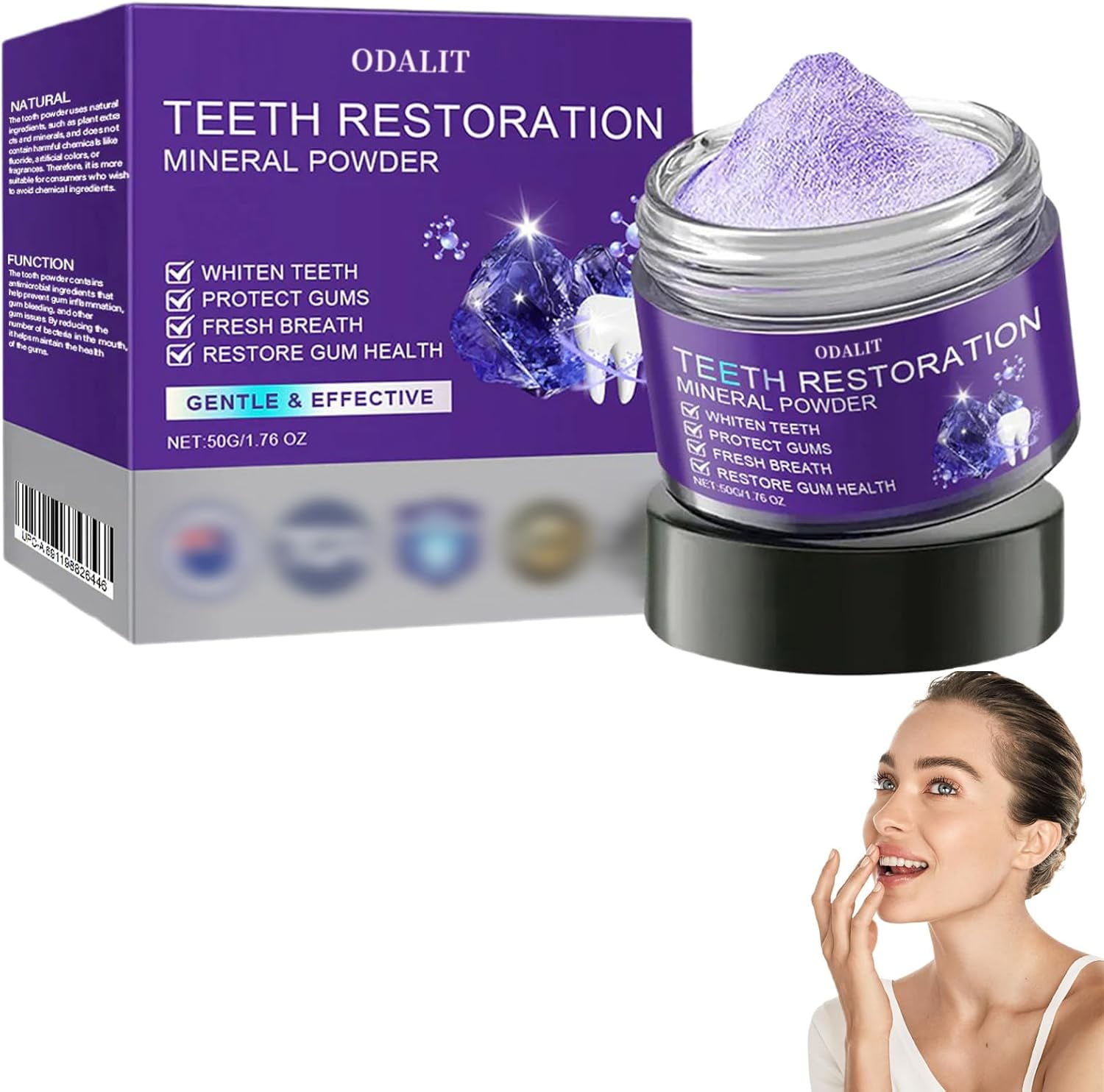 ODALIT Teeth Restoration Mineral Powder, Tooth Whitening Powder Natural ...