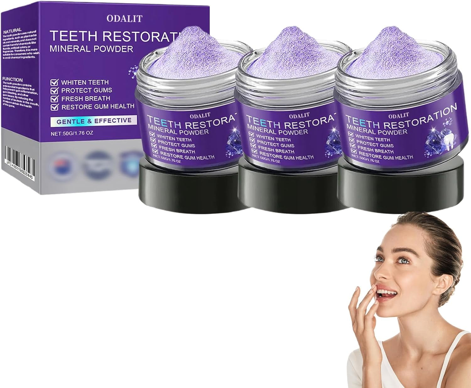 ODALIT Teeth Restoration Mineral Powder, Tooth Whitening Powder Natural ...