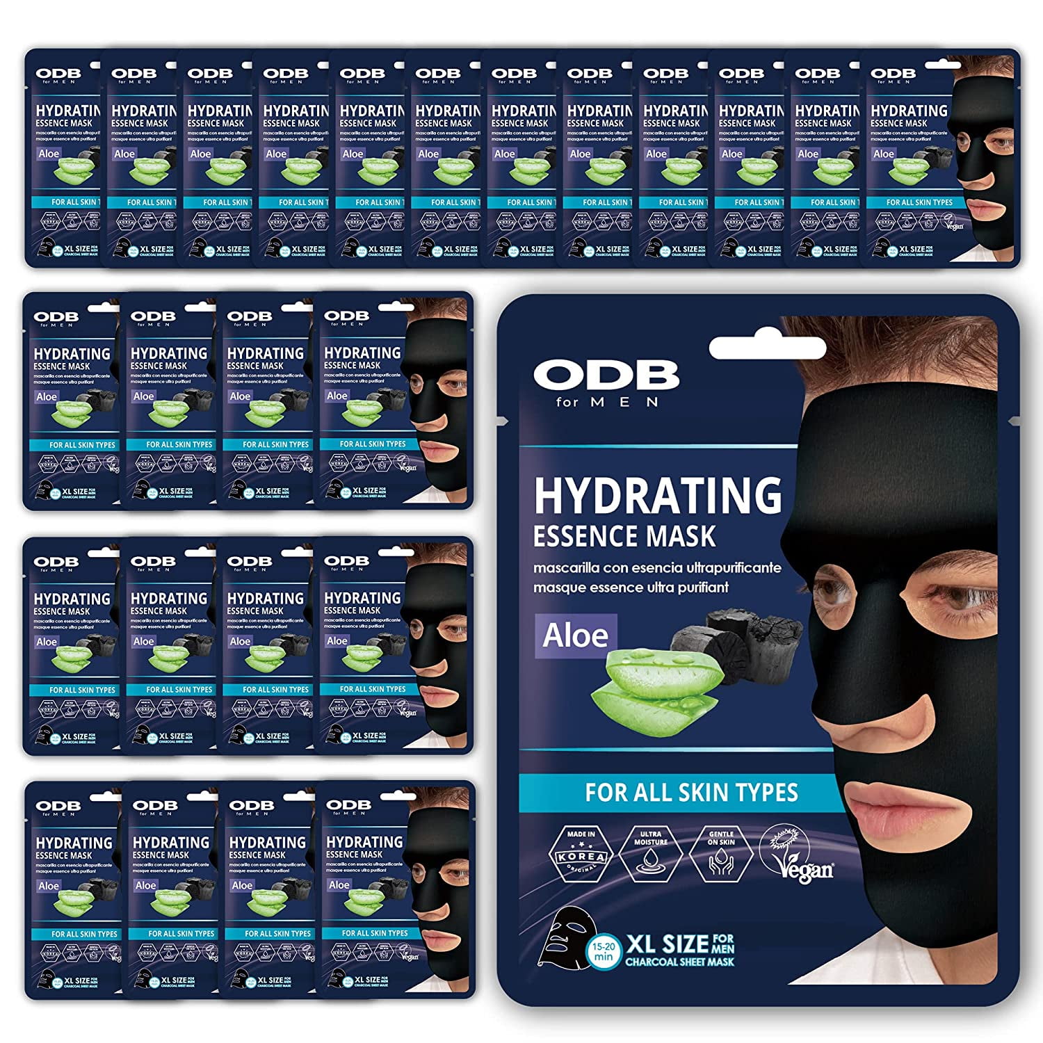 ODB for Men 24PK Charcoal Facial Mask for Men Skincare Bulk face masks ...