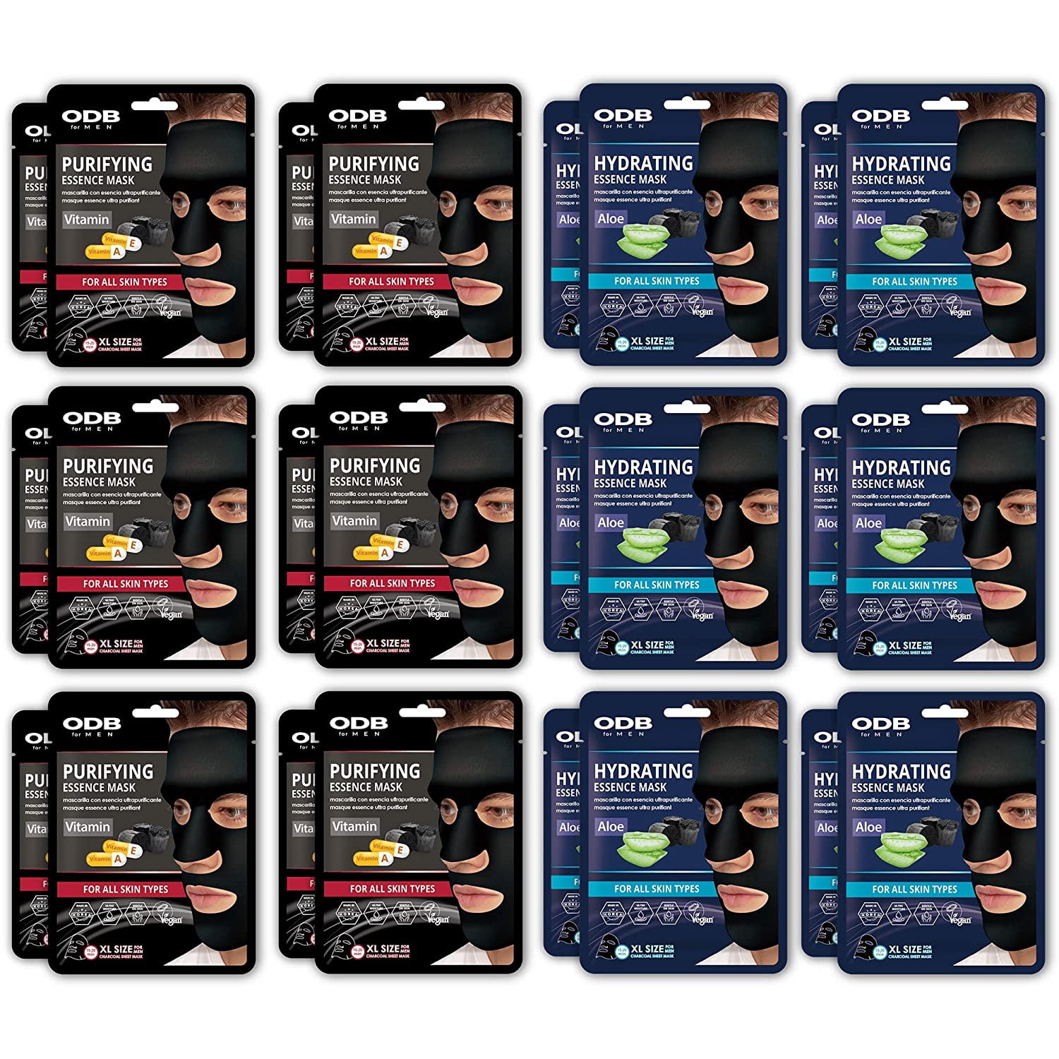 ODB for Men 24PK Charcoal Facial Mask for Men Skincare Bulk face masks ...
