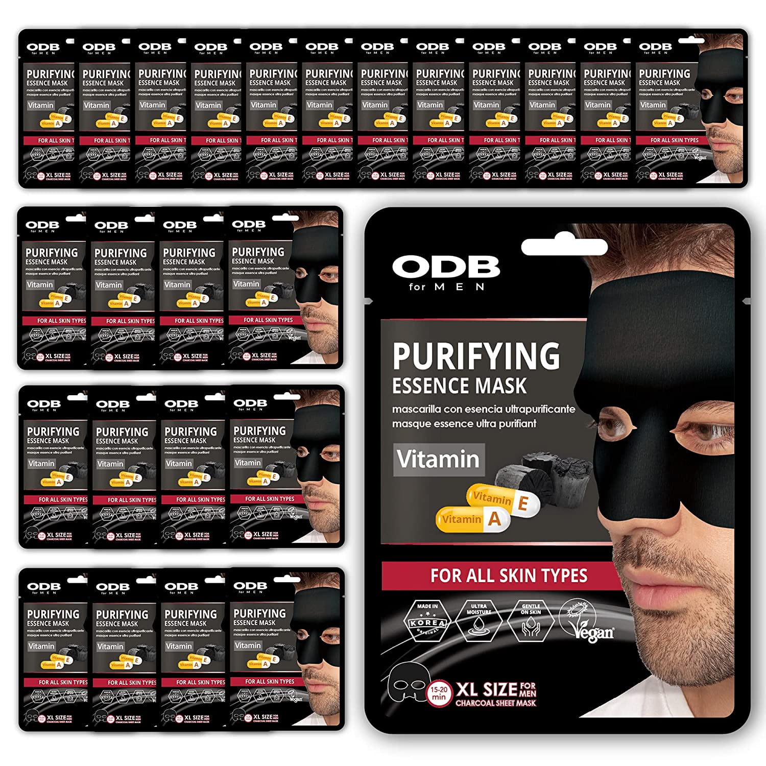 ODB for Men 24PK Charcoal Facial Mask for Men Skincare Bulk face masks ...