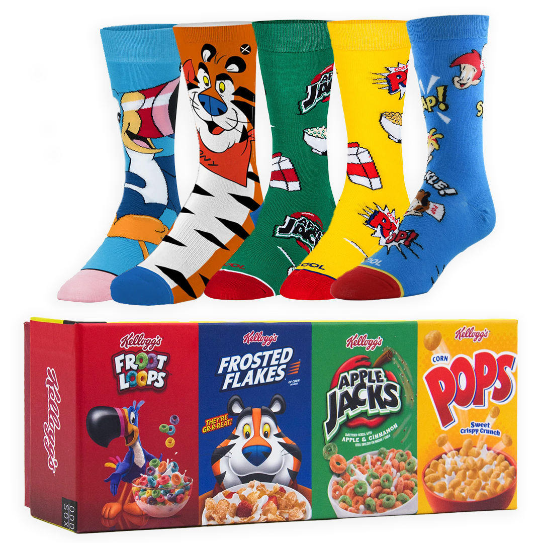 ODD SOX – Kellogg’s Cereal Gift Box – 5-Pack Men’s Crew Socks – Frosted ...