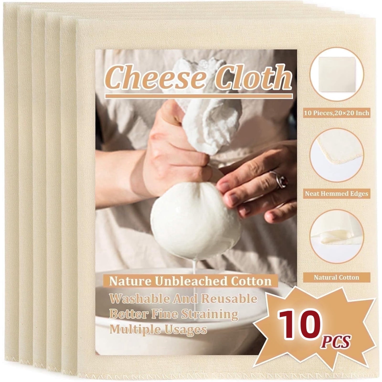 ODDPC Grade 100 10-pack Cheesecloth 20x20 inch Organic Reusable Cotton ...