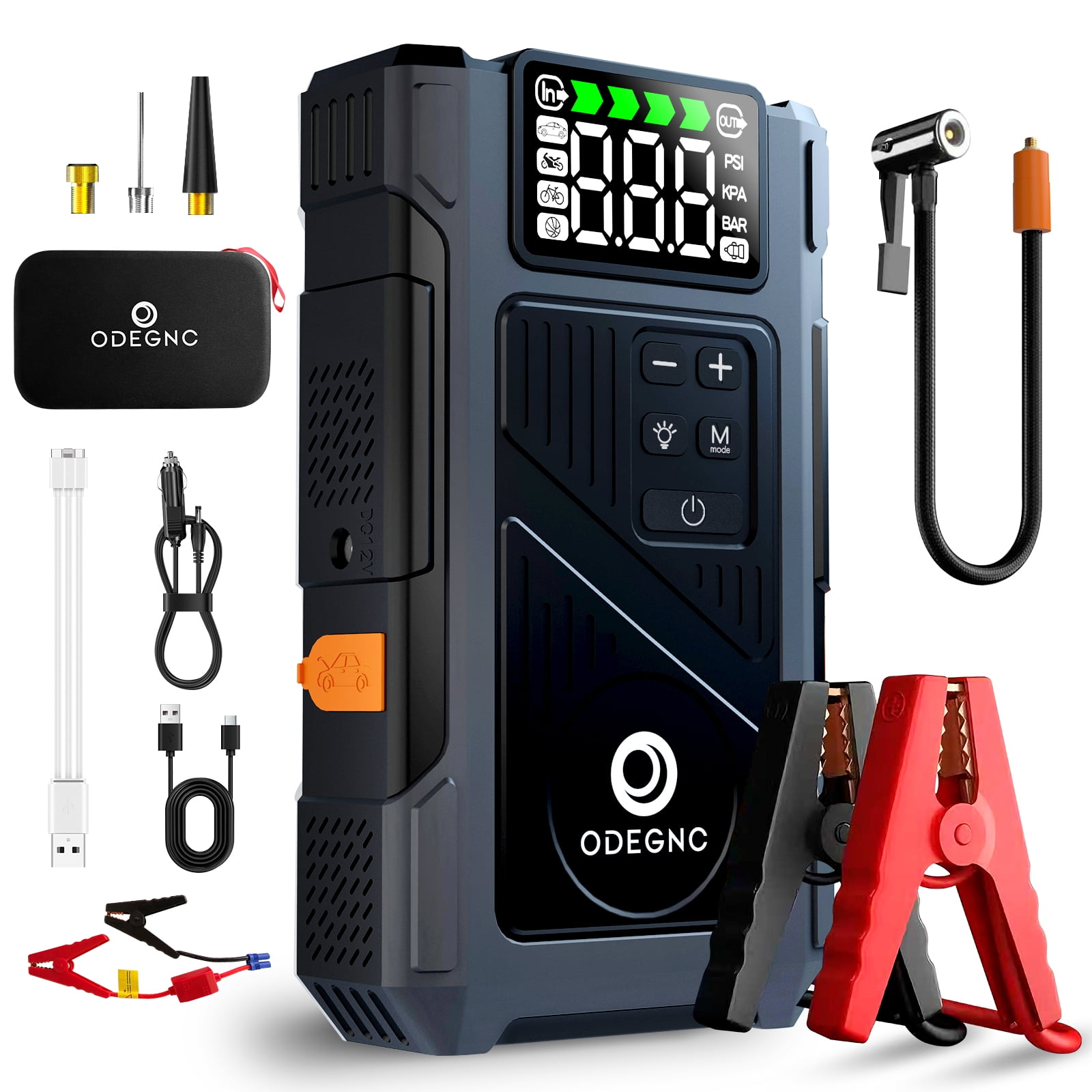 ODEGNC 6000A Jump Starter with 150PSI Air Compressor - 25000mAh ...