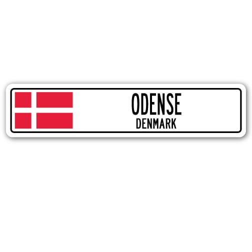 ODENSE DENMARK Street Sign Danish Dane flag city country road wall gift ...