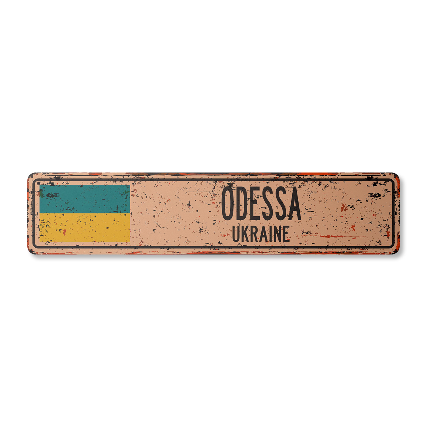 ODESSA UKRAINE Vintage Plastic Street Sign Ukrainian flag city country ...