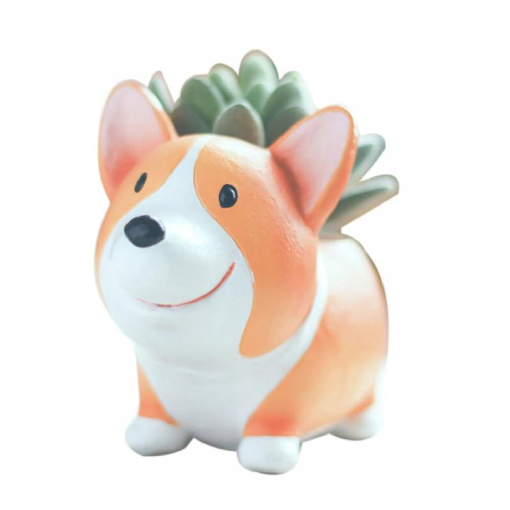 ODIANTRD Cute Cartoon Animal Corgi Dog Shaped Ceramic Succulent Cactus ...