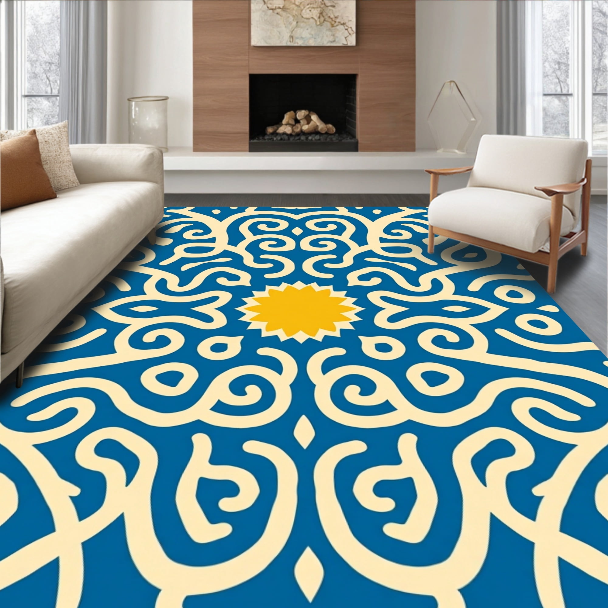 ODIKA 2x3 Machine Washable Non-Slip Area Rug, Classical Intertwined ...