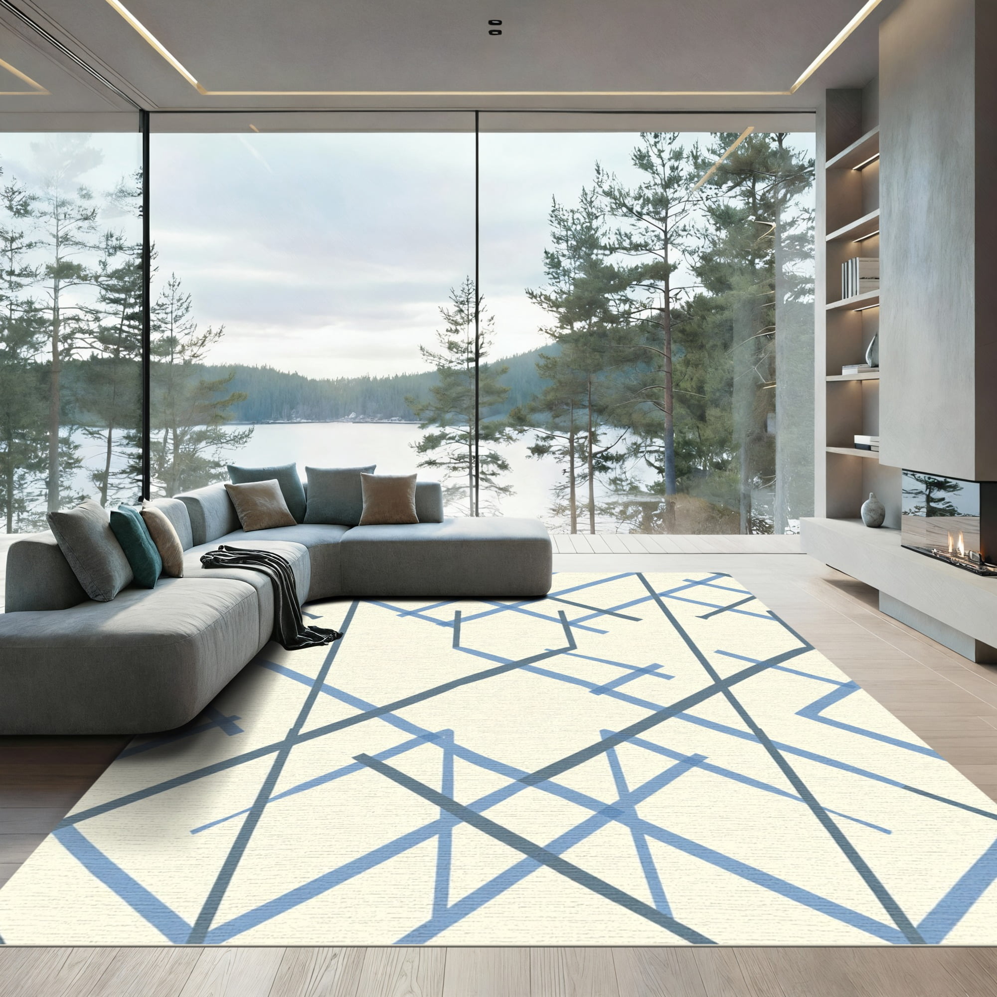 ODIKA 2x3 Machine Washable Non-Slip Area Rug, Contemporary Interlocking ...