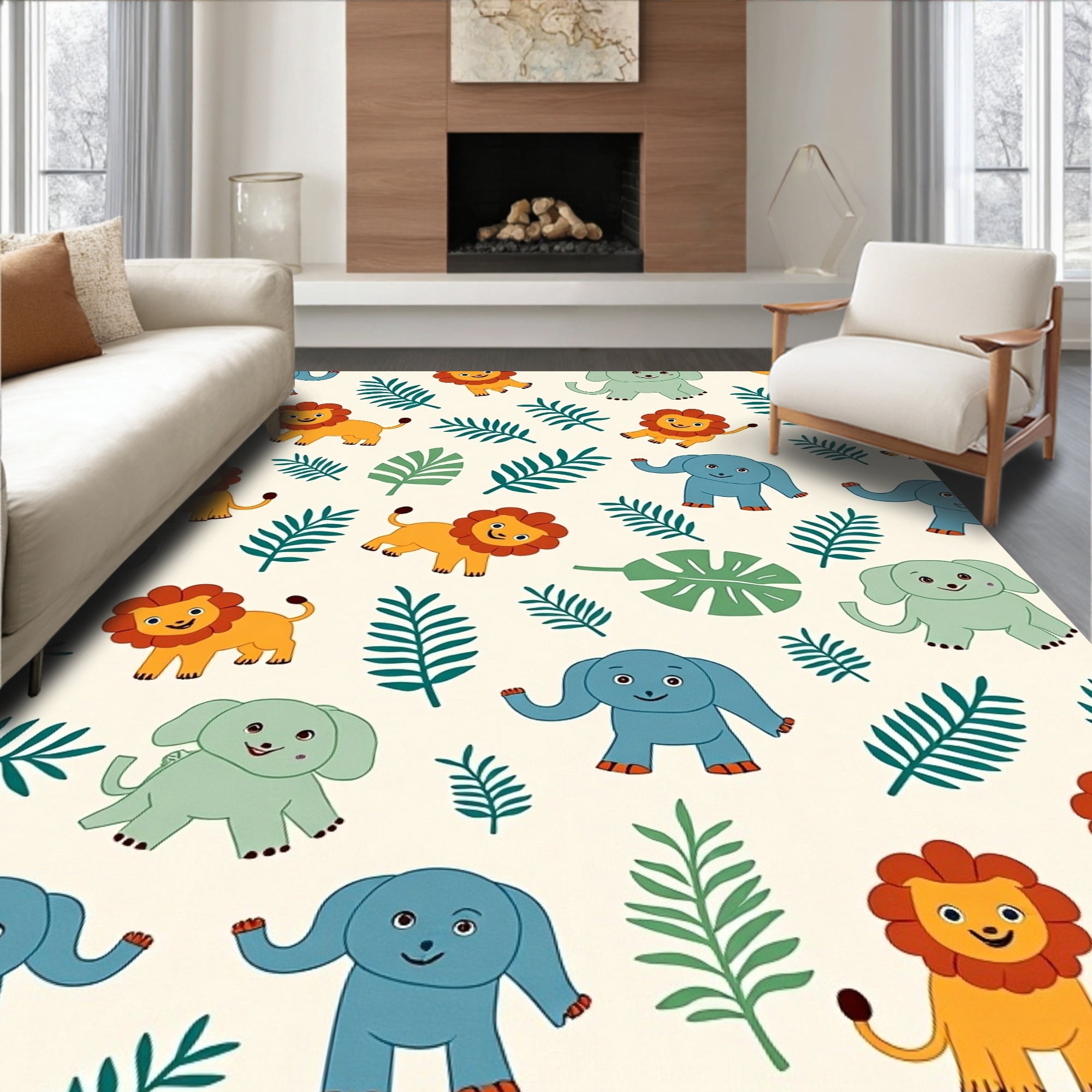 ODIKA 2'x3' Machine Washable Non-Slip Area Rug, Enchanted Jungle ...