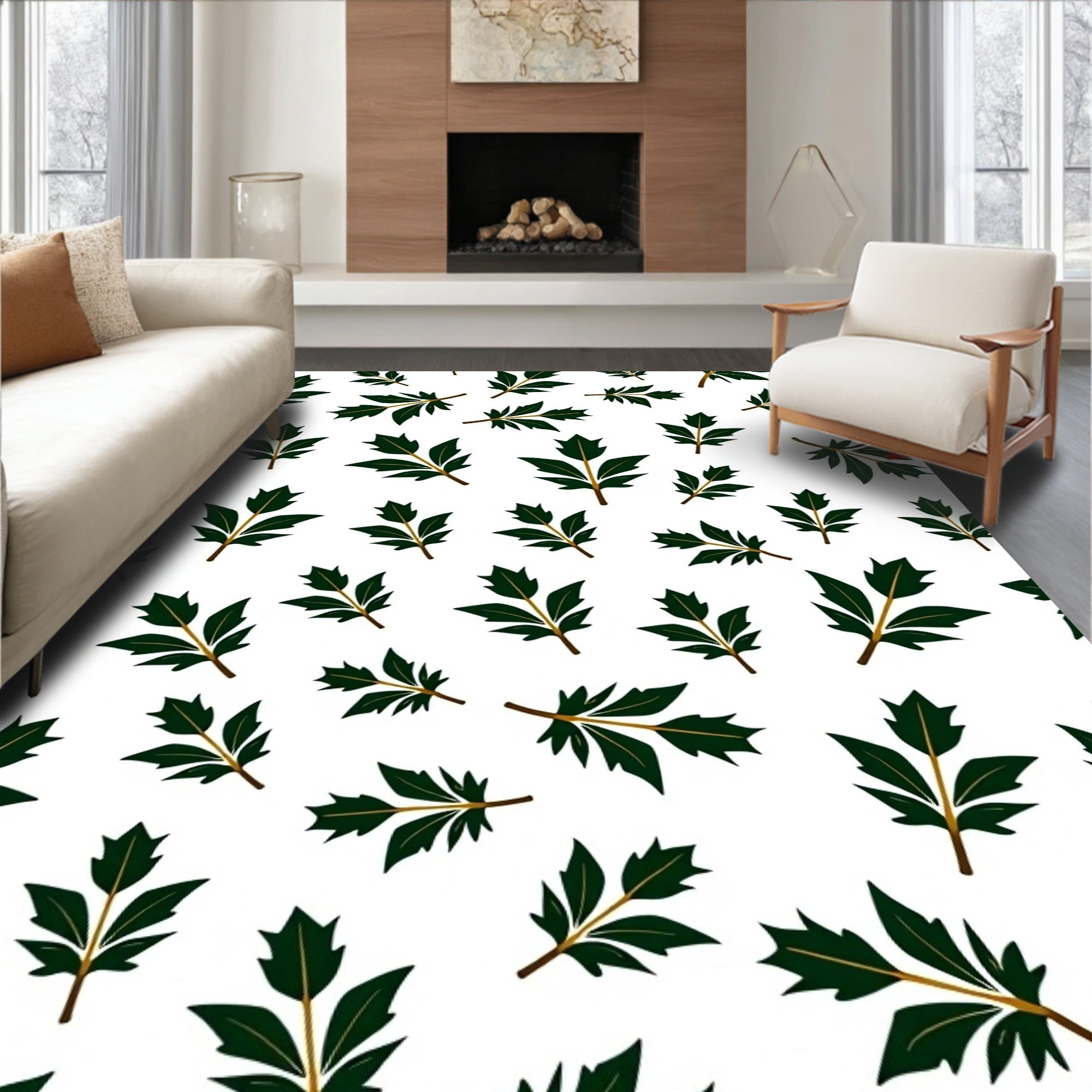 ODIKA 2'x3' Machine Washable Non-Slip Area Rug, Festive Holly Sprigs ...