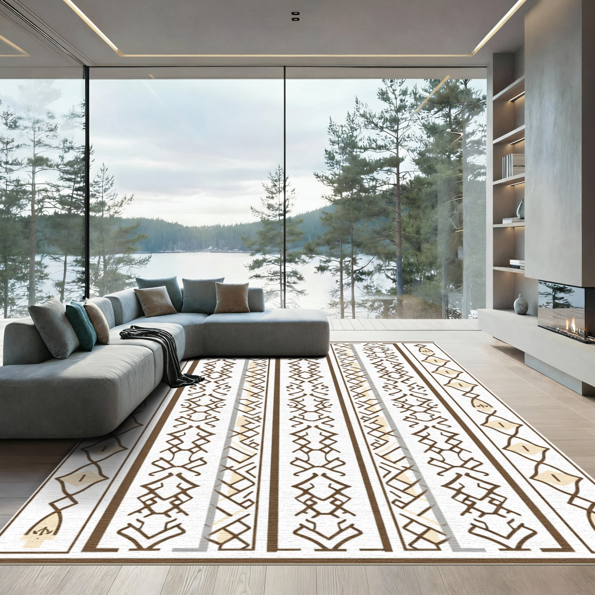 ODIKA 2'x3' Machine Washable Non-Slip Area Rug, Honora Inspired Subtle ...