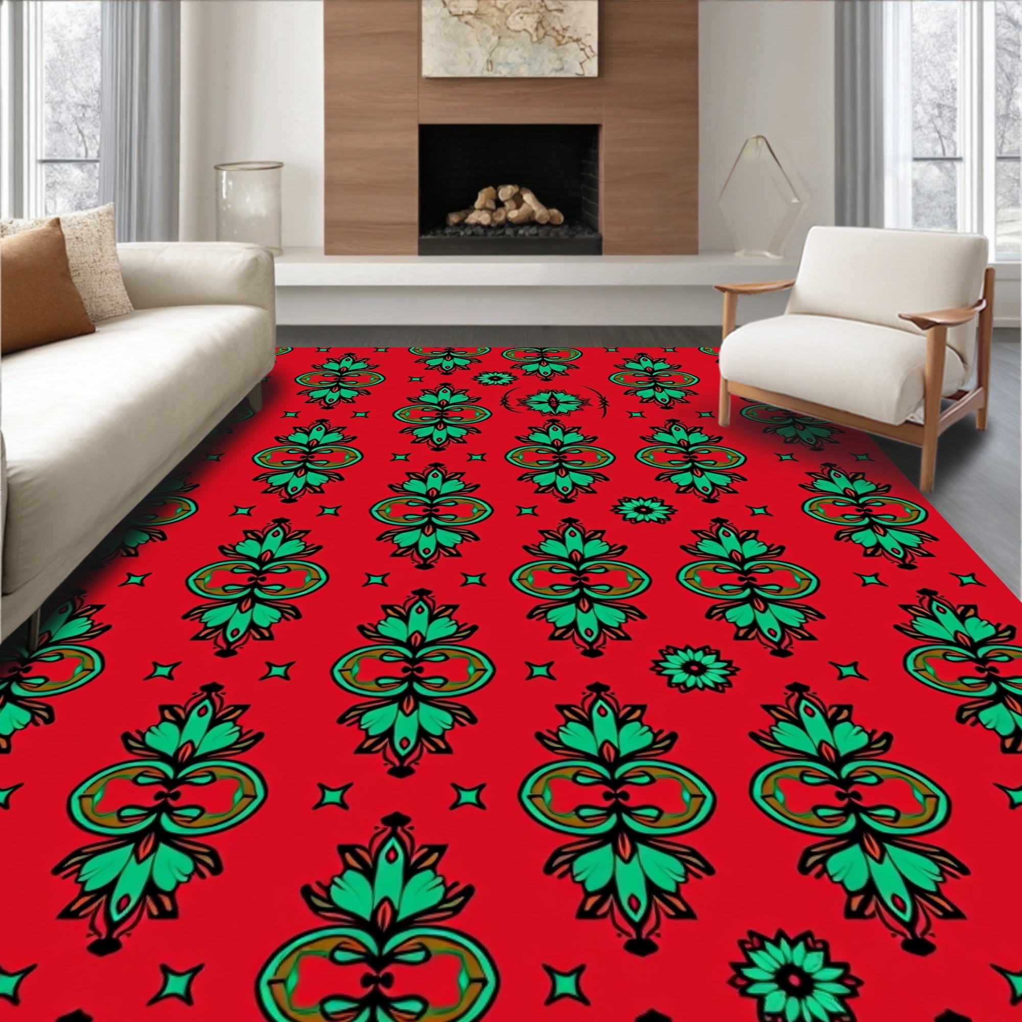 ODIKA 2'x3' Machine Washable Non-Slip Area Rug, Seasonal Quatrefoil ...
