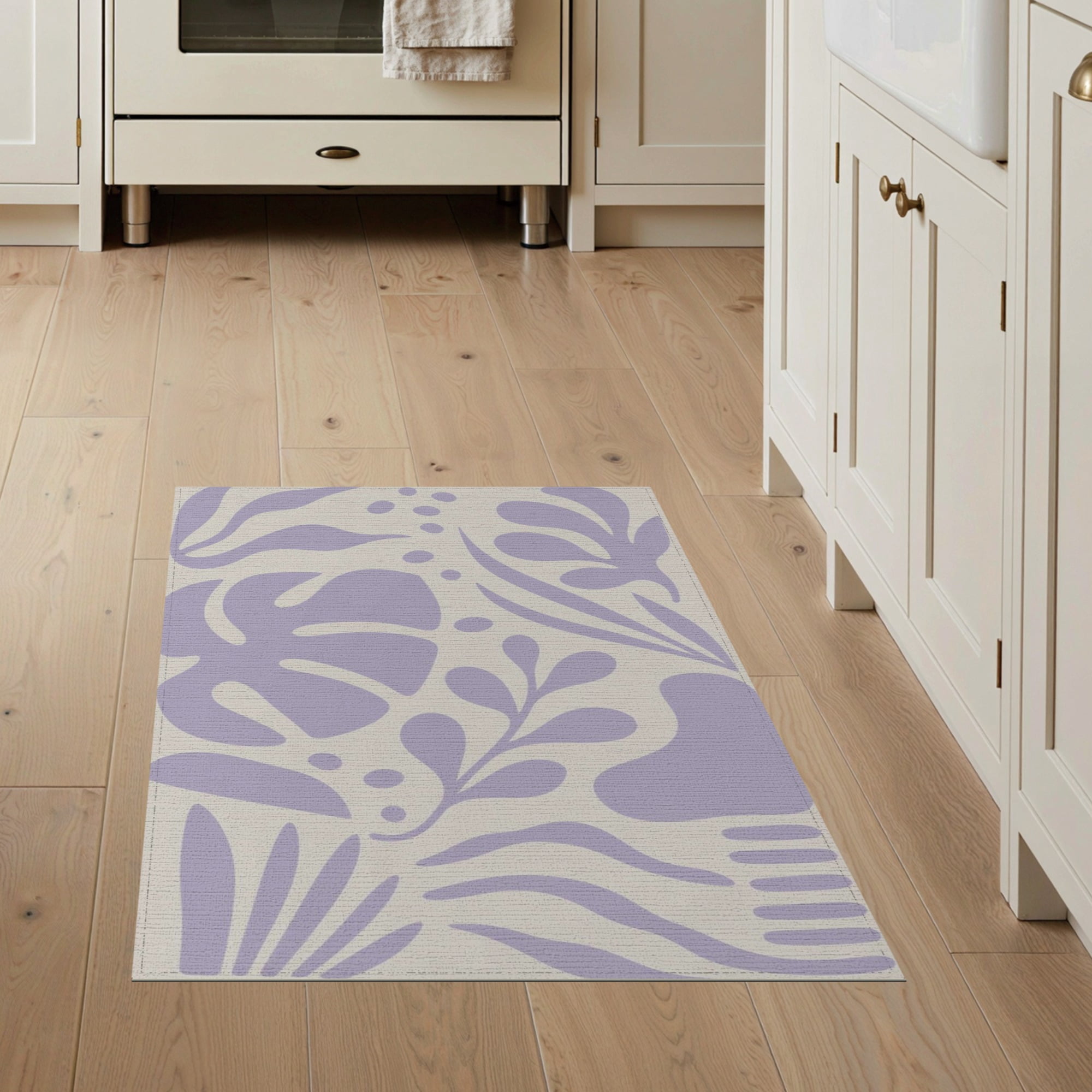 ODIKA 3'x5' Lavender Abstract Nature Design Washable Throw Rug Modern ...