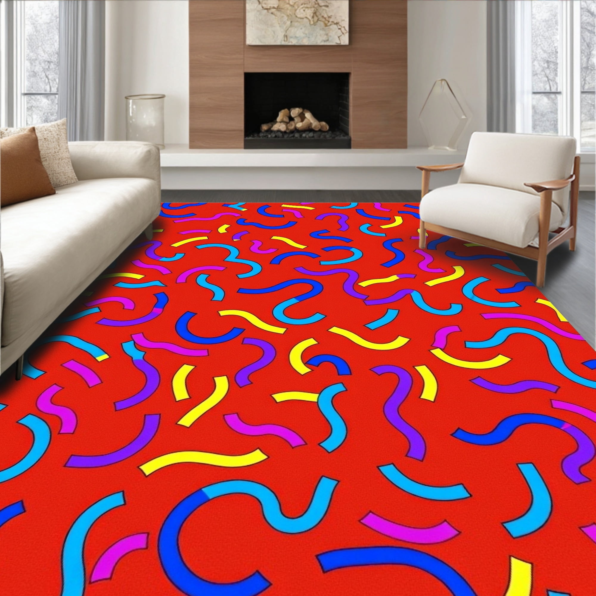ODIKA 3x5 Machine Washable Non-Slip Area Rug, ABC Carnival Maze with ...
