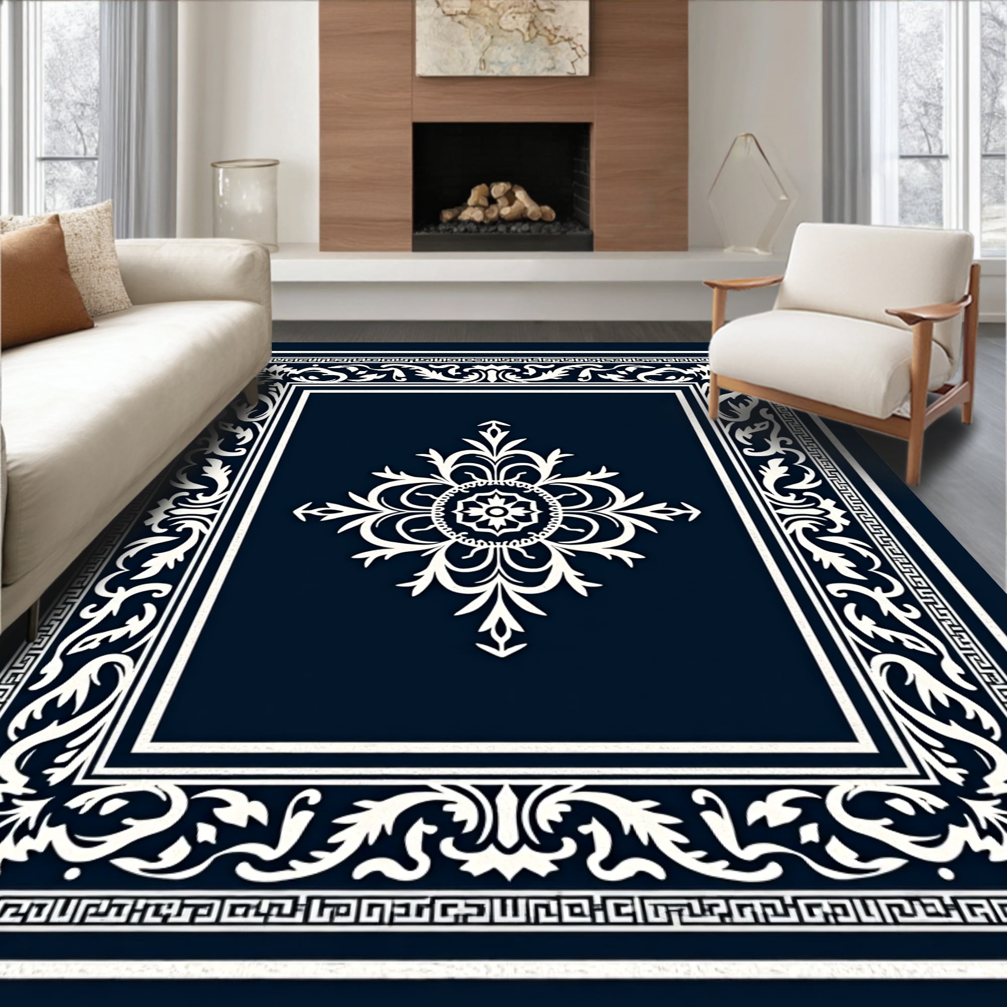 ODIKA 3'x5' Machine Washable Non-Slip Area Rug, Artisan Latticework ...