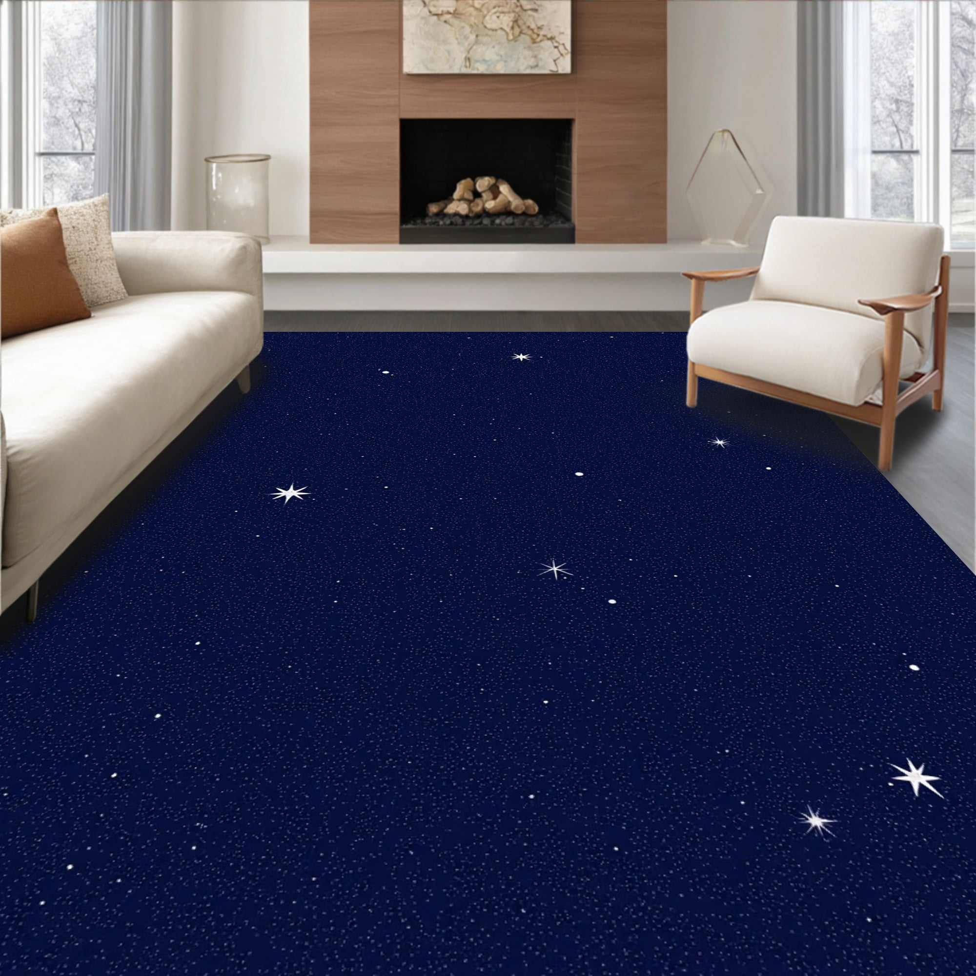 ODIKA 3'x5' Machine Washable Non-Slip Area Rug, Deluxe Faux Mink Starry ...