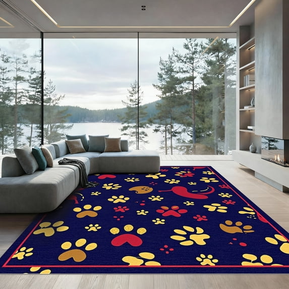 ODIKA 3'x5' Machine Washable Non-Slip Area Rug, Fierce Wildcat Paw ...