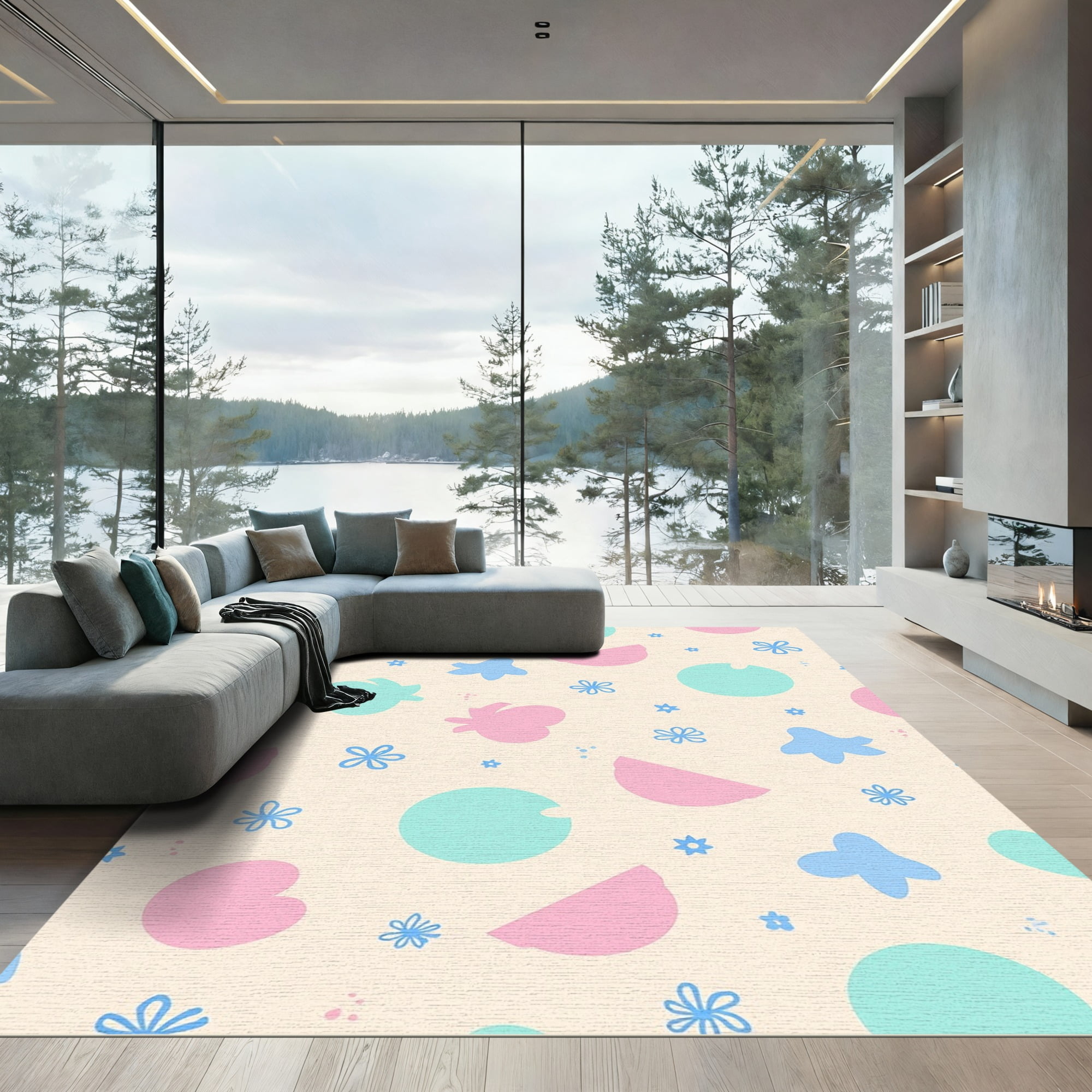 ODIKA 3x5 Machine Washable Non-Slip Area Rug, Interactive Learning with ...