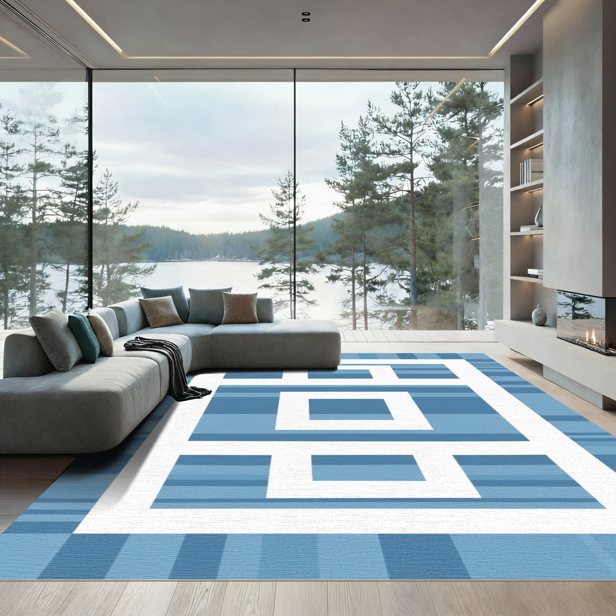 ODIKA 3'x5' Machine Washable Non-Slip Area Rug, Minimalist Light Gray ...