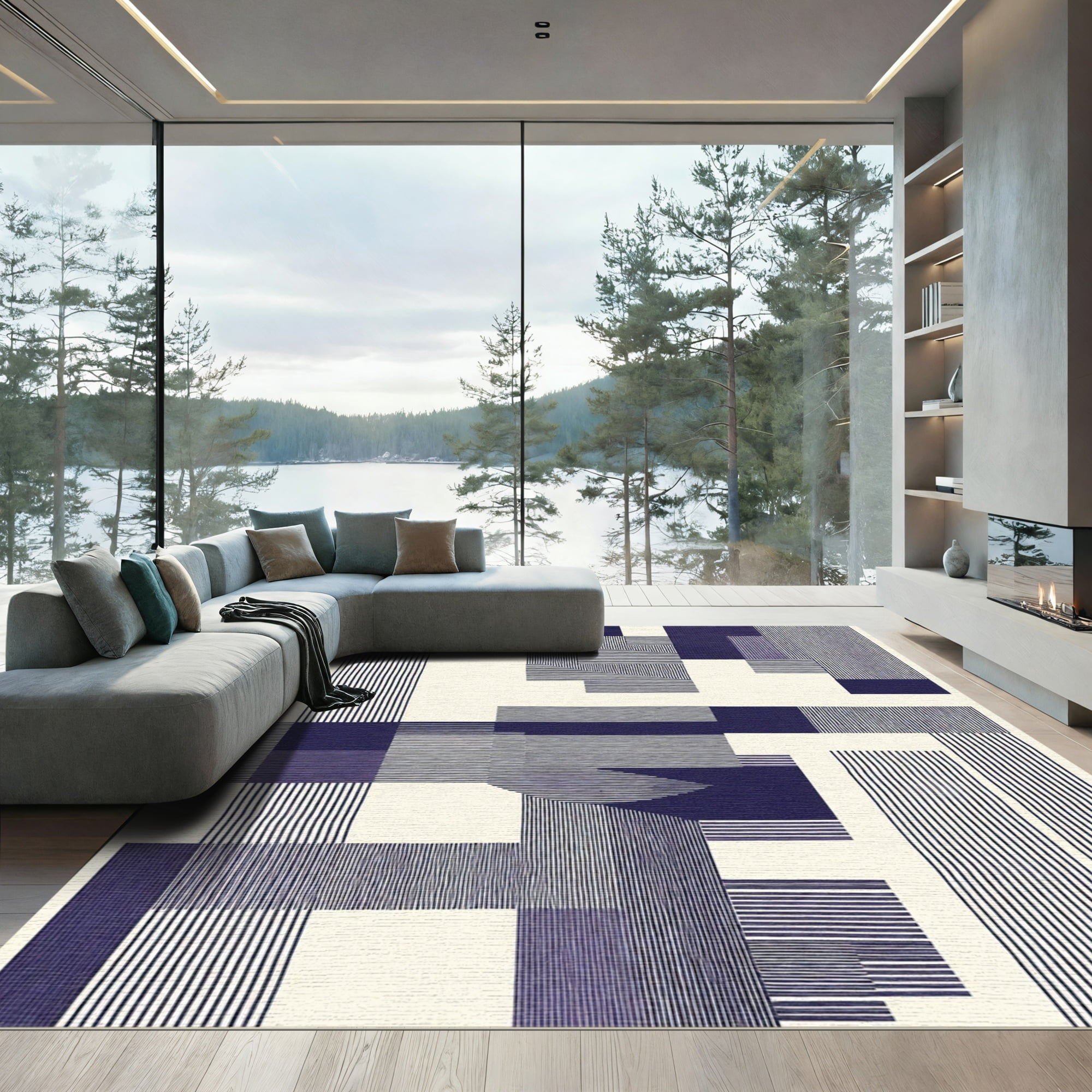 ODIKA 3'x5' Machine Washable Non-Slip Area Rug, Modern Night Safari ...