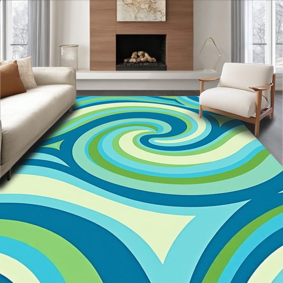 ODIKA 3x5 Machine Washable Non-Slip Area Rug, Ocean Wave Sensory Pocket ...