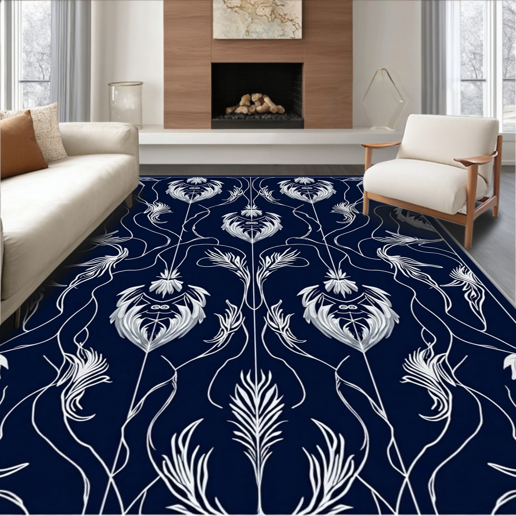 ODIKA 3'x5' Machine Washable Non-Slip Area Rug, Spectral Web Phantom ...