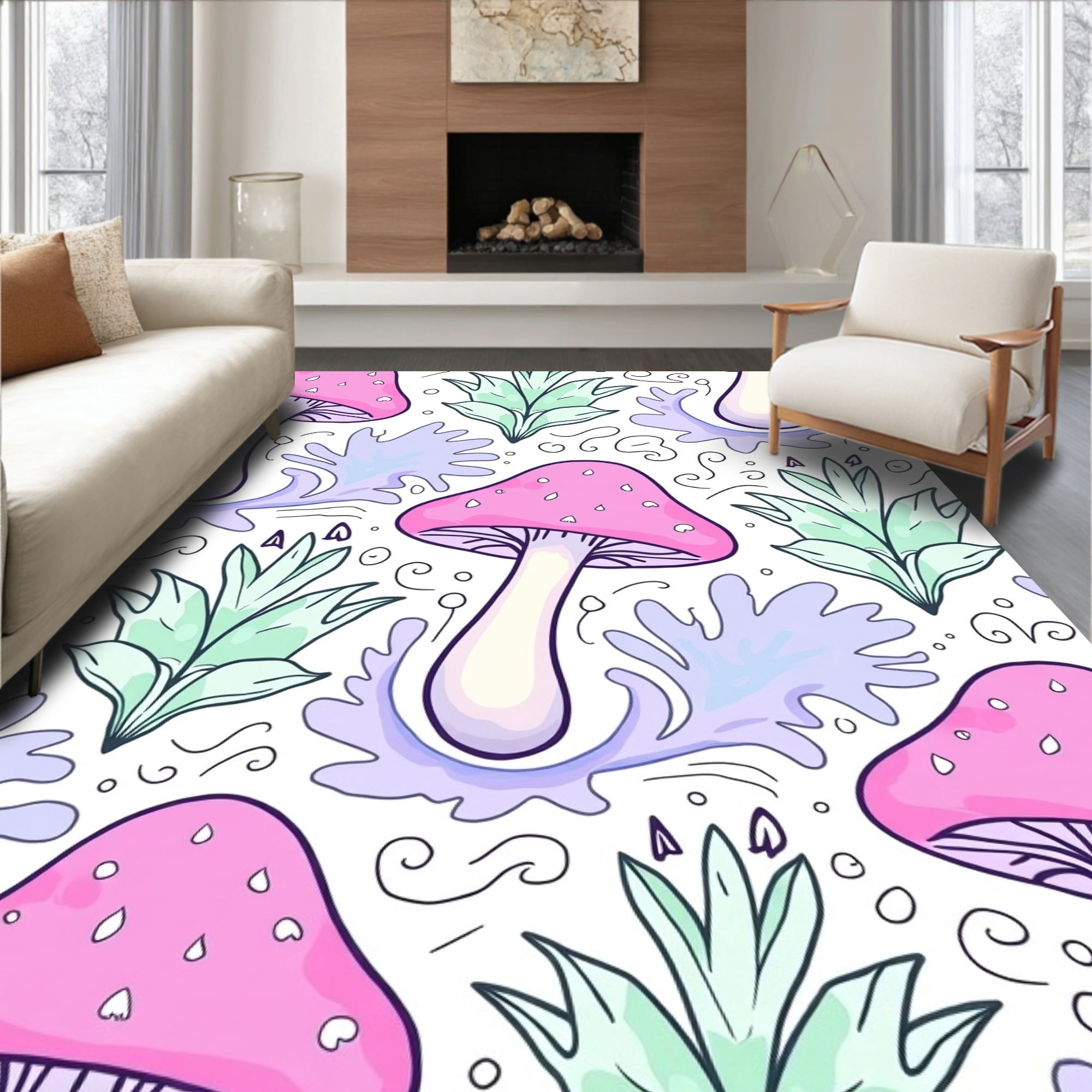 ODIKA 3'x5' Machine Washable Non-Slip Area Rug, Whimsical Fairy Tale ...