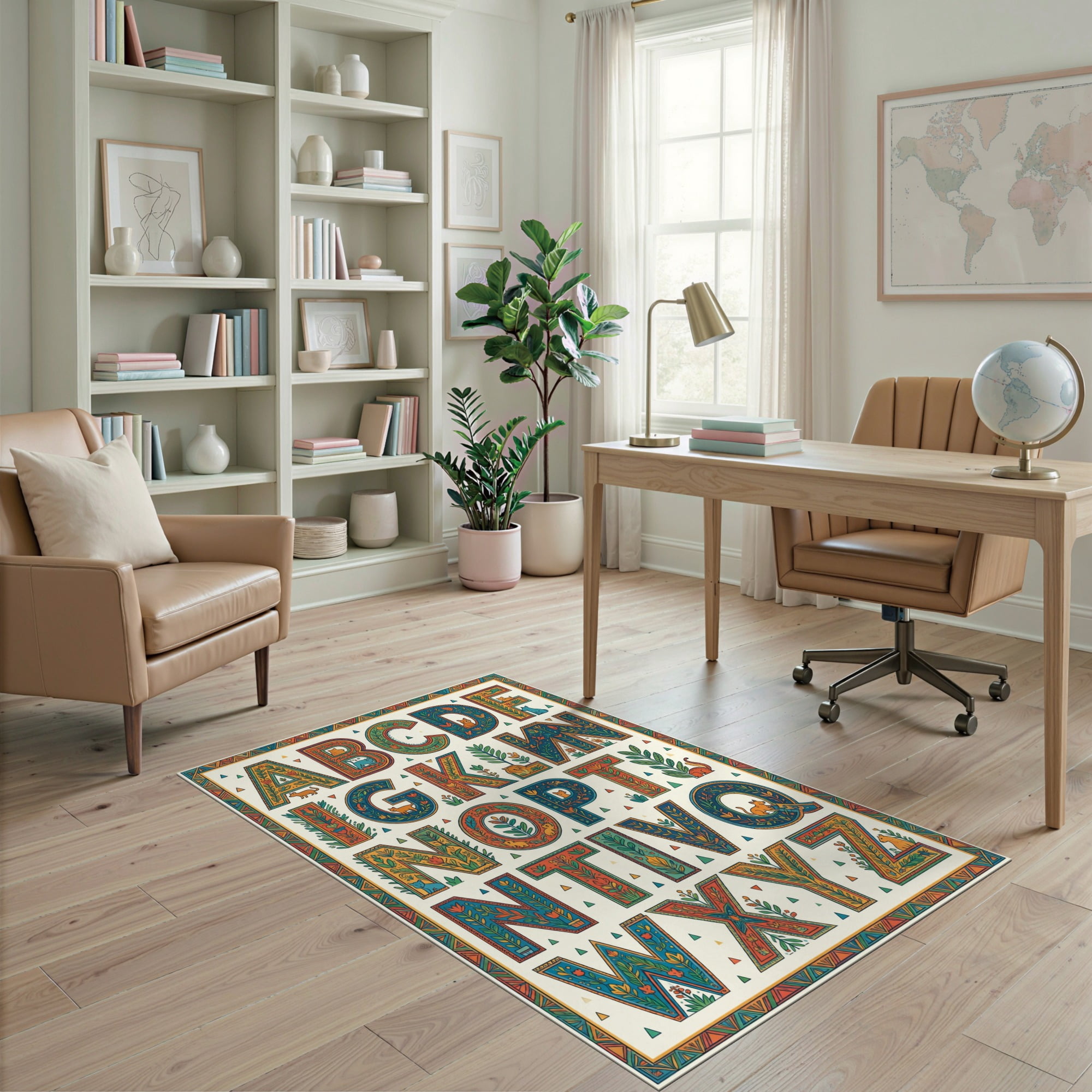 ODIKA 4'x6' Ultra-Soft Area Rug, Alphabet Elementary Abc Classroom ...