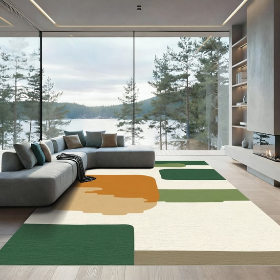 ODIKA 4'x6' Machine Washable Non-Slip Area Rug, Abstract Green High ...