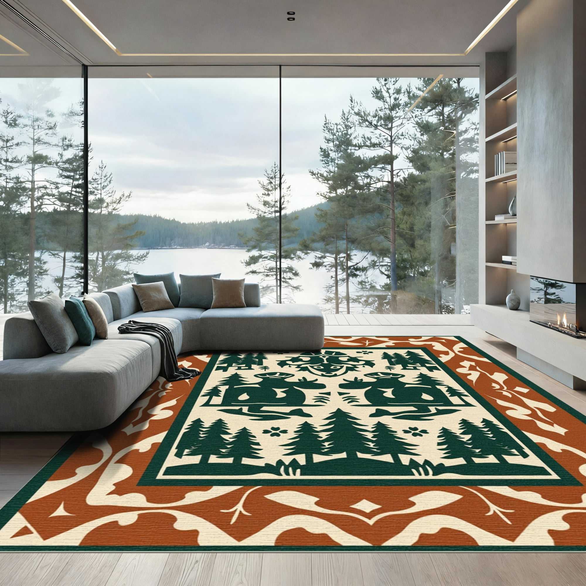 ODIKA 4x6 Machine Washable Non-Slip Area Rug, Adventure with Wildlife ...
