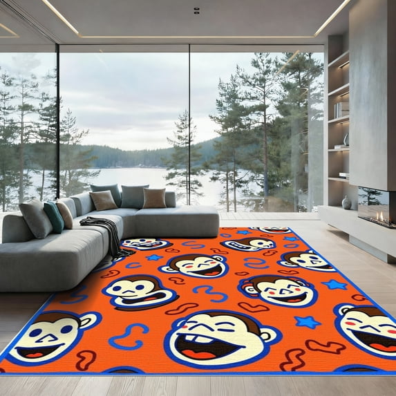 ODIKA 4x6 Machine Washable Non-Slip Area Rug, Anime Inspired Monkey ...