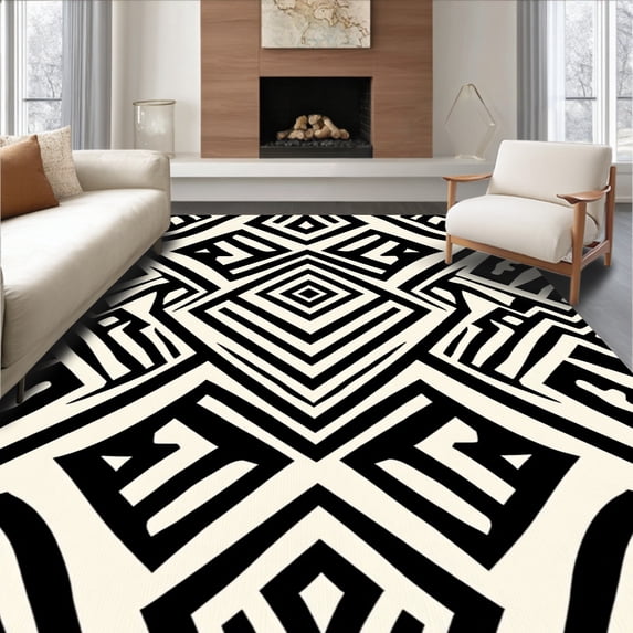 ODIKA 4x6 Machine Washable Non-Slip Area Rug, Art Inspired Chevron ...