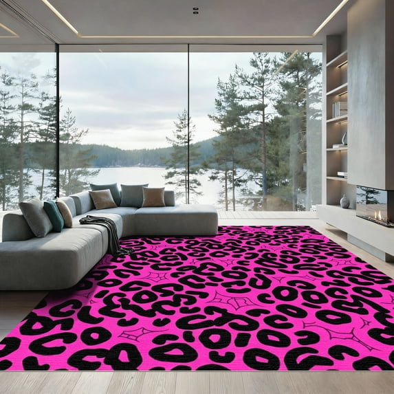 ODIKA 4'x6' Machine Washable Non-Slip Area Rug, Chic Pink Marble and ...