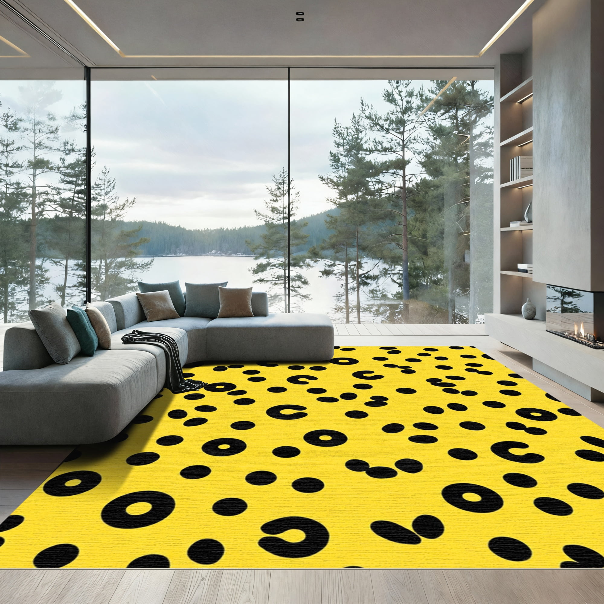 ODIKA 4'x6' Machine Washable Non-Slip Area Rug, Eccentric Dotted Accent ...