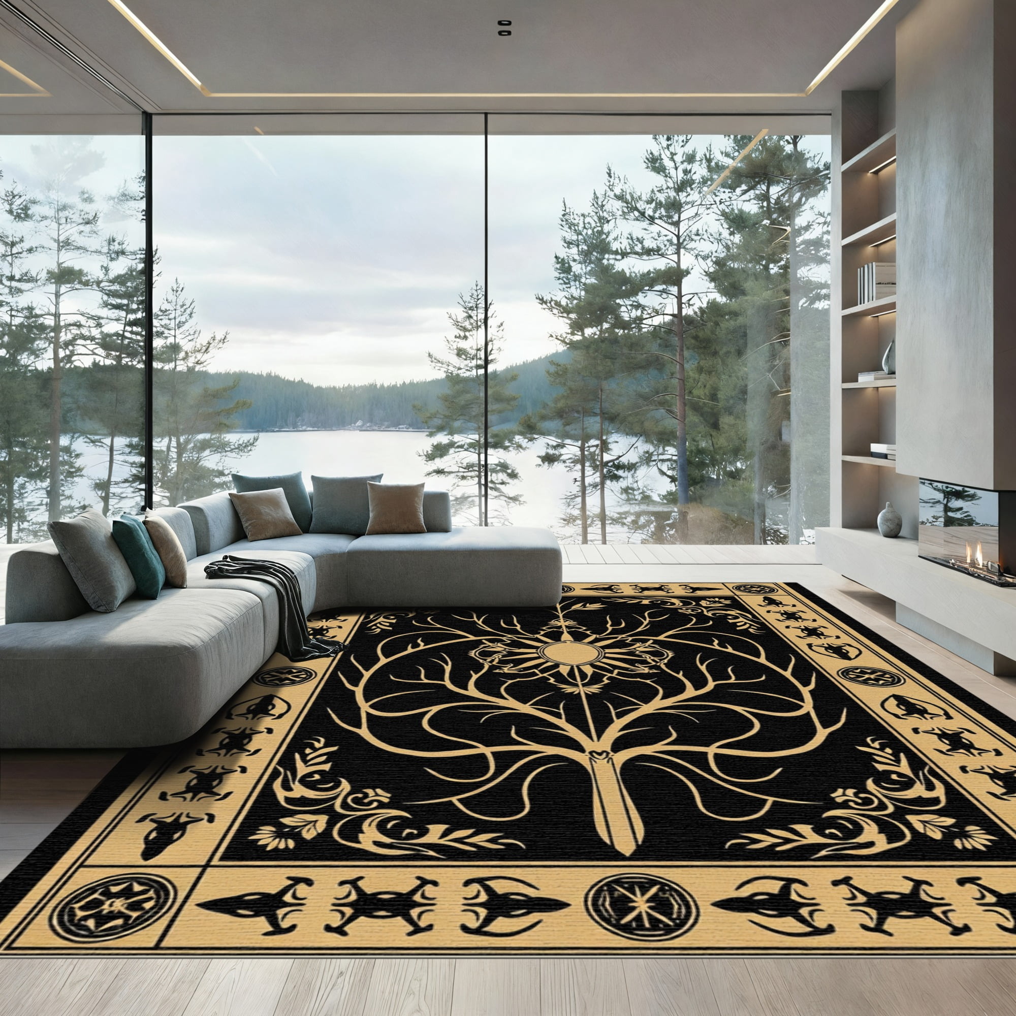 ODIKA 4x6 Machine Washable Non-Slip Area Rug, Enchanted Forest ...
