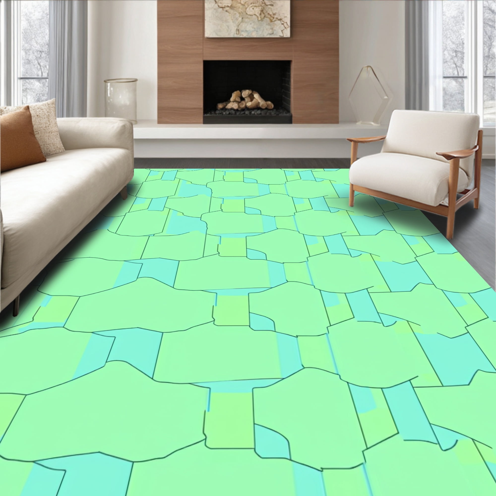 ODIKA 4x6 Machine Washable Non-Slip Area Rug, Honeycomb Hexagon Grid ...